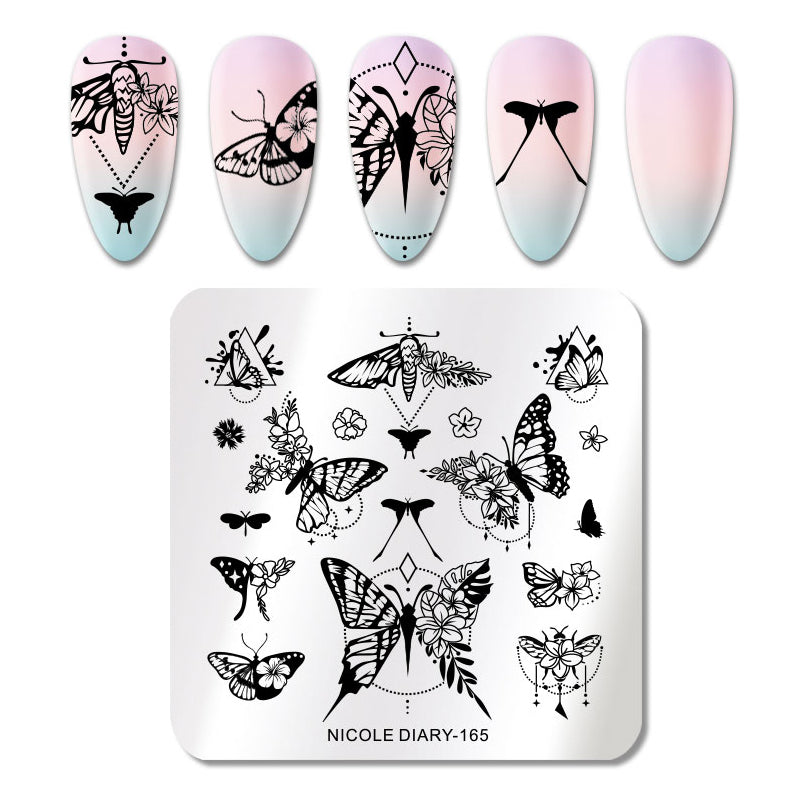 NICOLE DIARY Stamping Plate: 165 Butterflies – Venus Nail Art Supplies